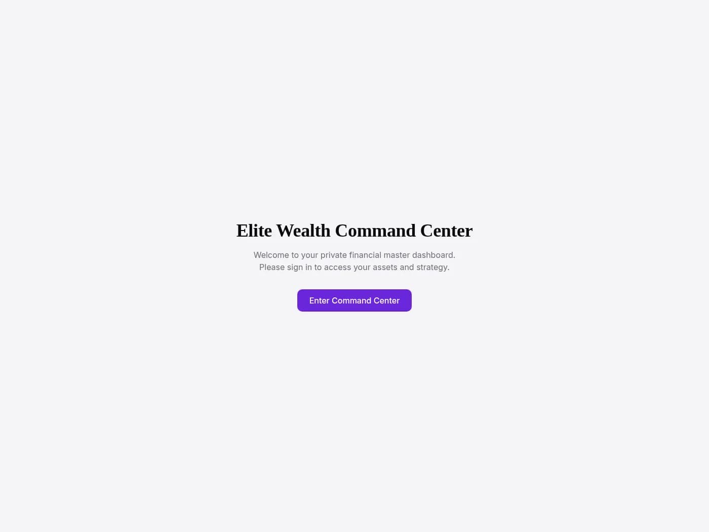 Elite Wealth Command Center