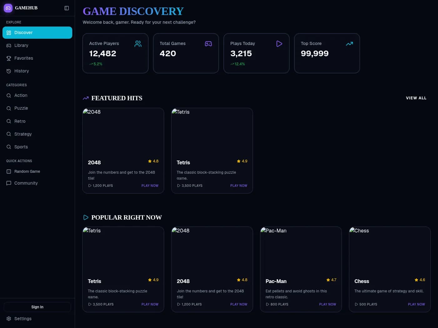 GameHub Portal