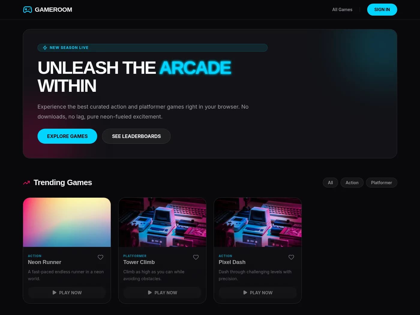 GameRoom Web Arcade