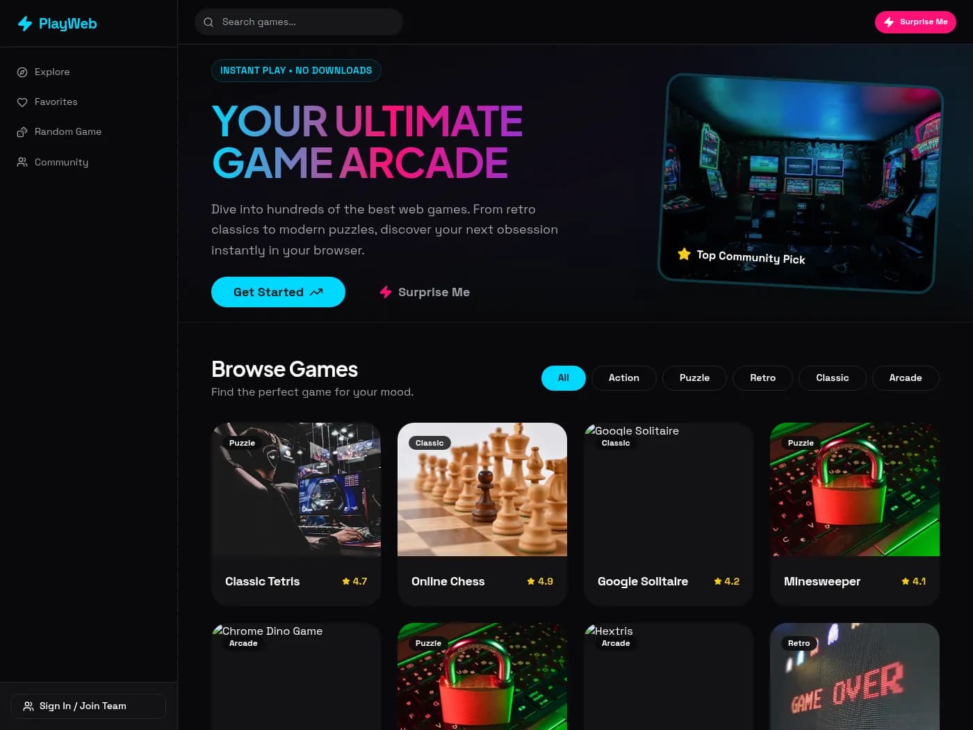 PlayWeb Arcade