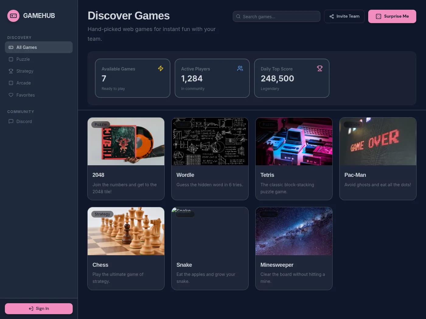 Web Games Hub
