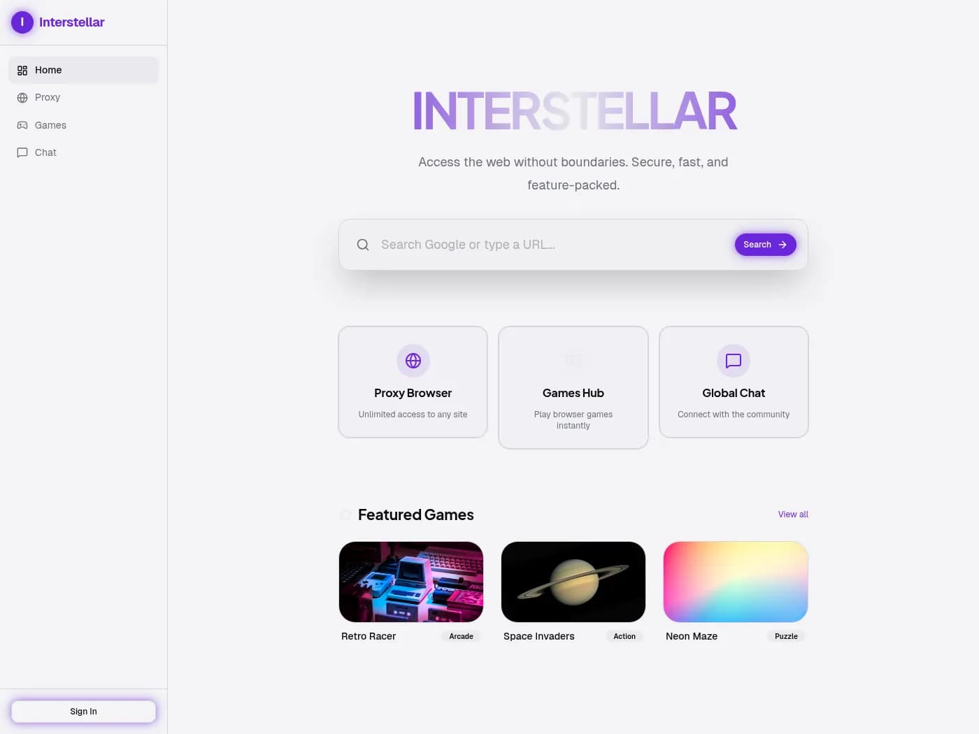 Interstellar Web Portal