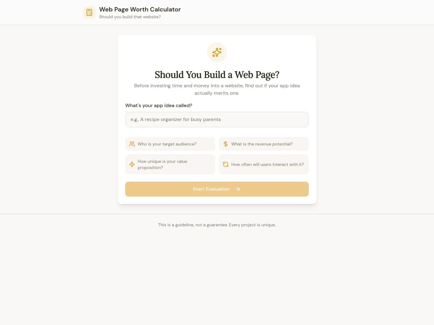 Web Page Worth Calculator