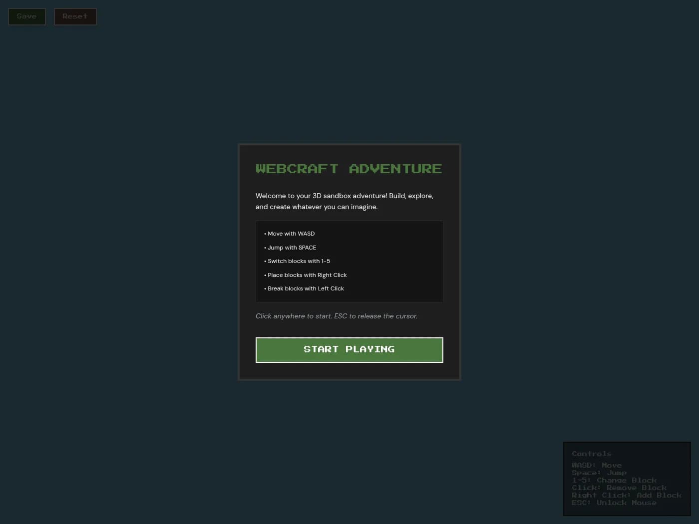 WebCraft Adventure