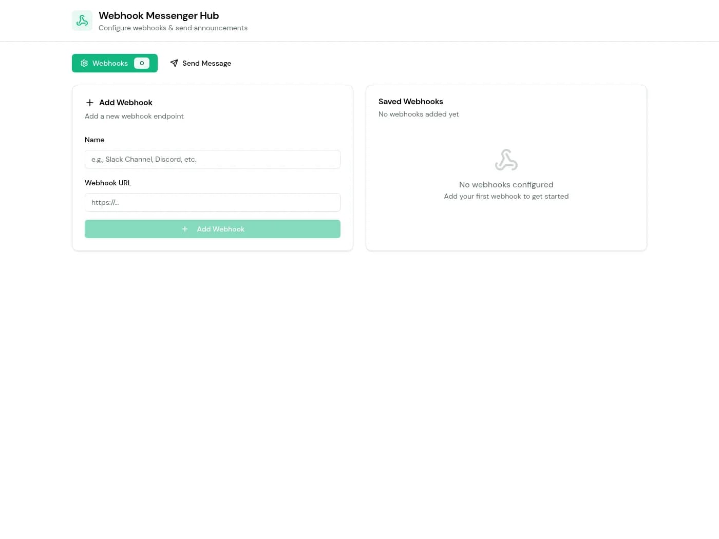 Webhook Messenger Hub