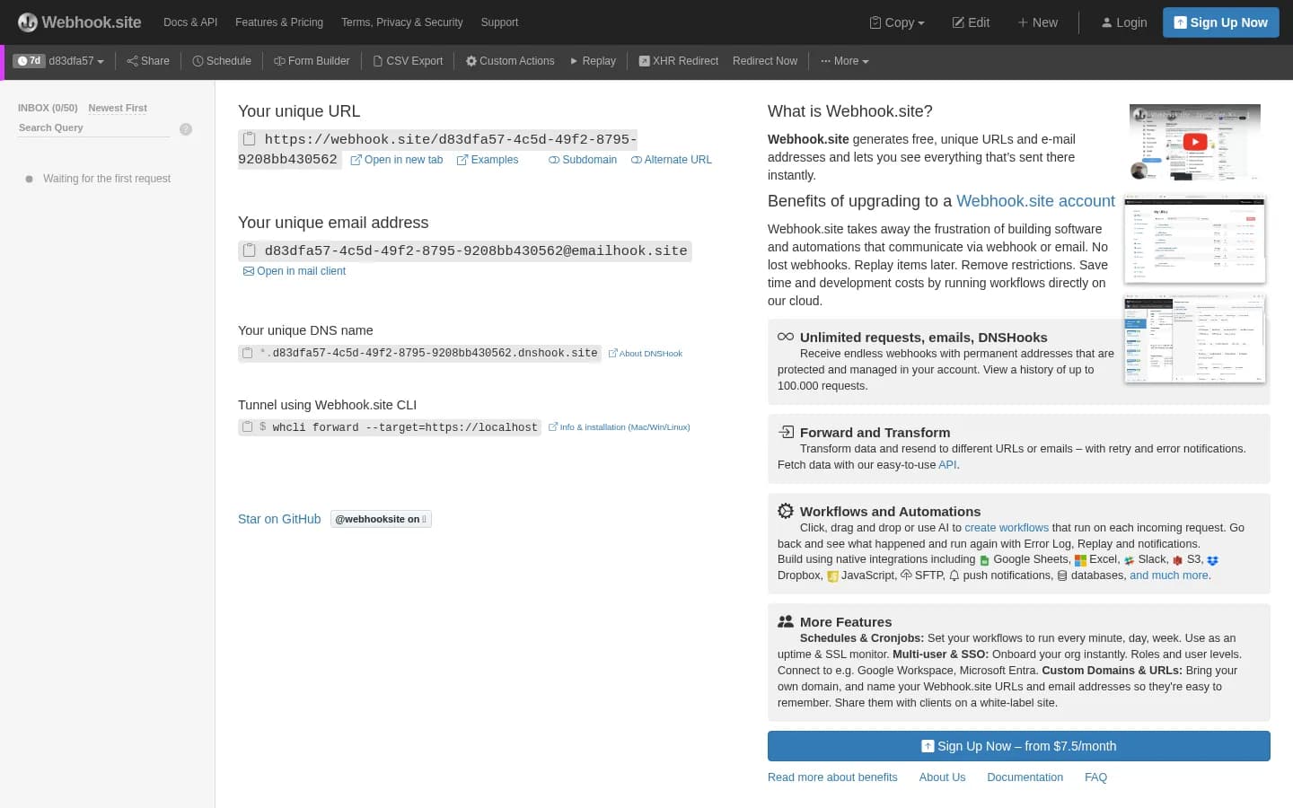 Webhook.site OpenClaw skill — receives webhooks from external services, triggers automations, event-driven workflows