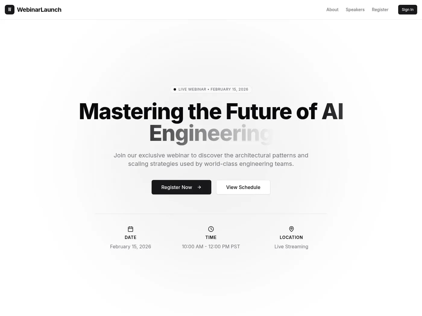 Webinar Launch Page