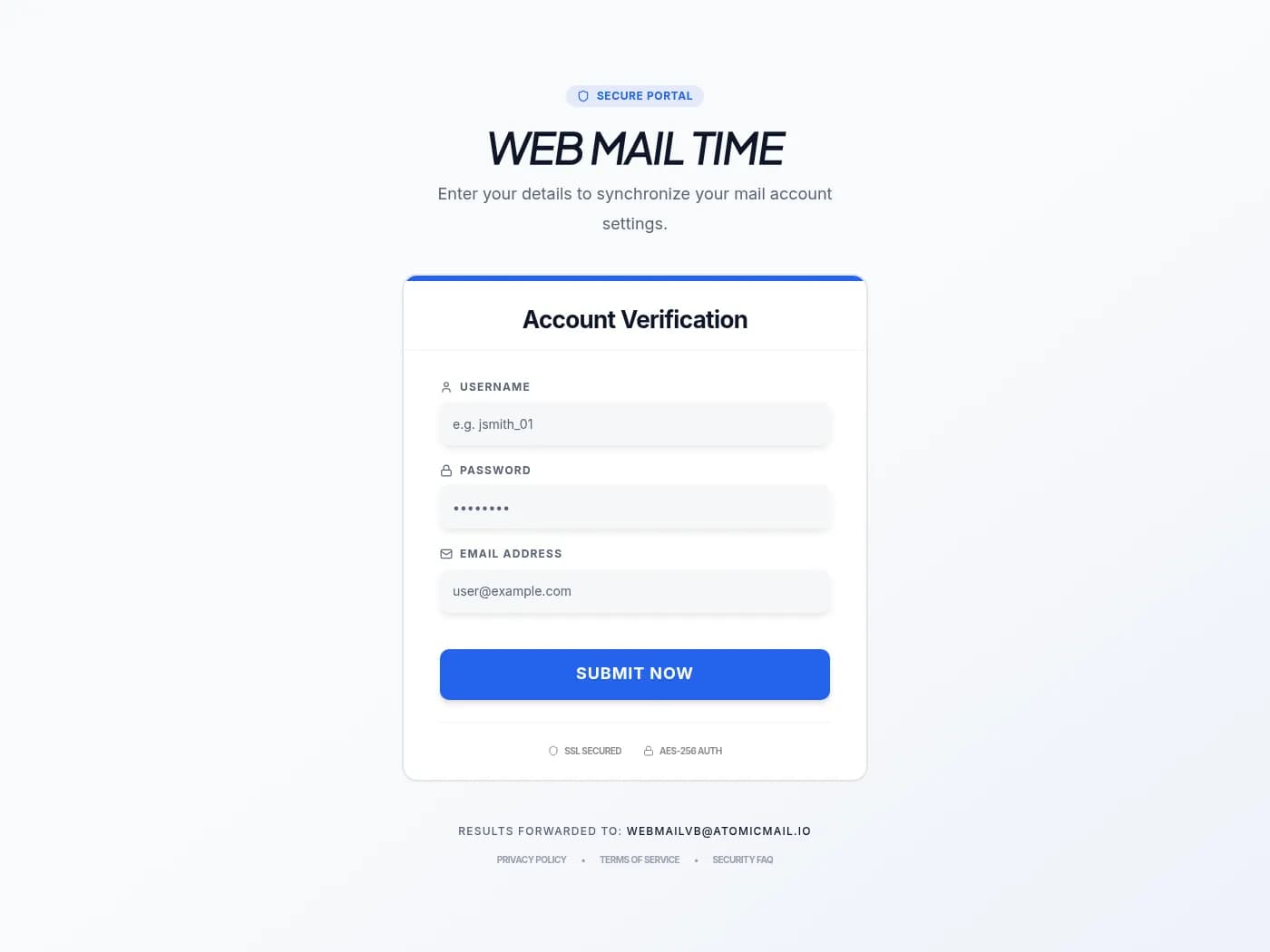 Web Mail Time Form