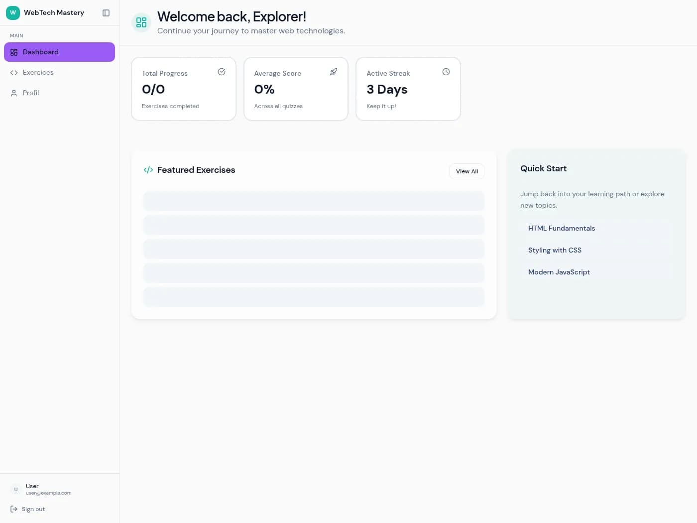 WebTech Exercise App