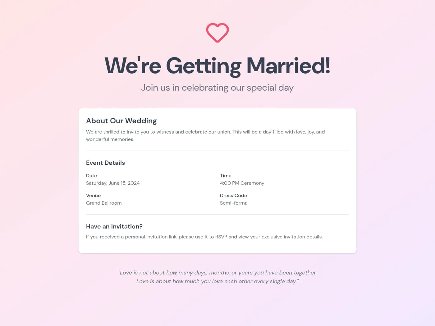 Wedding Invite Portal