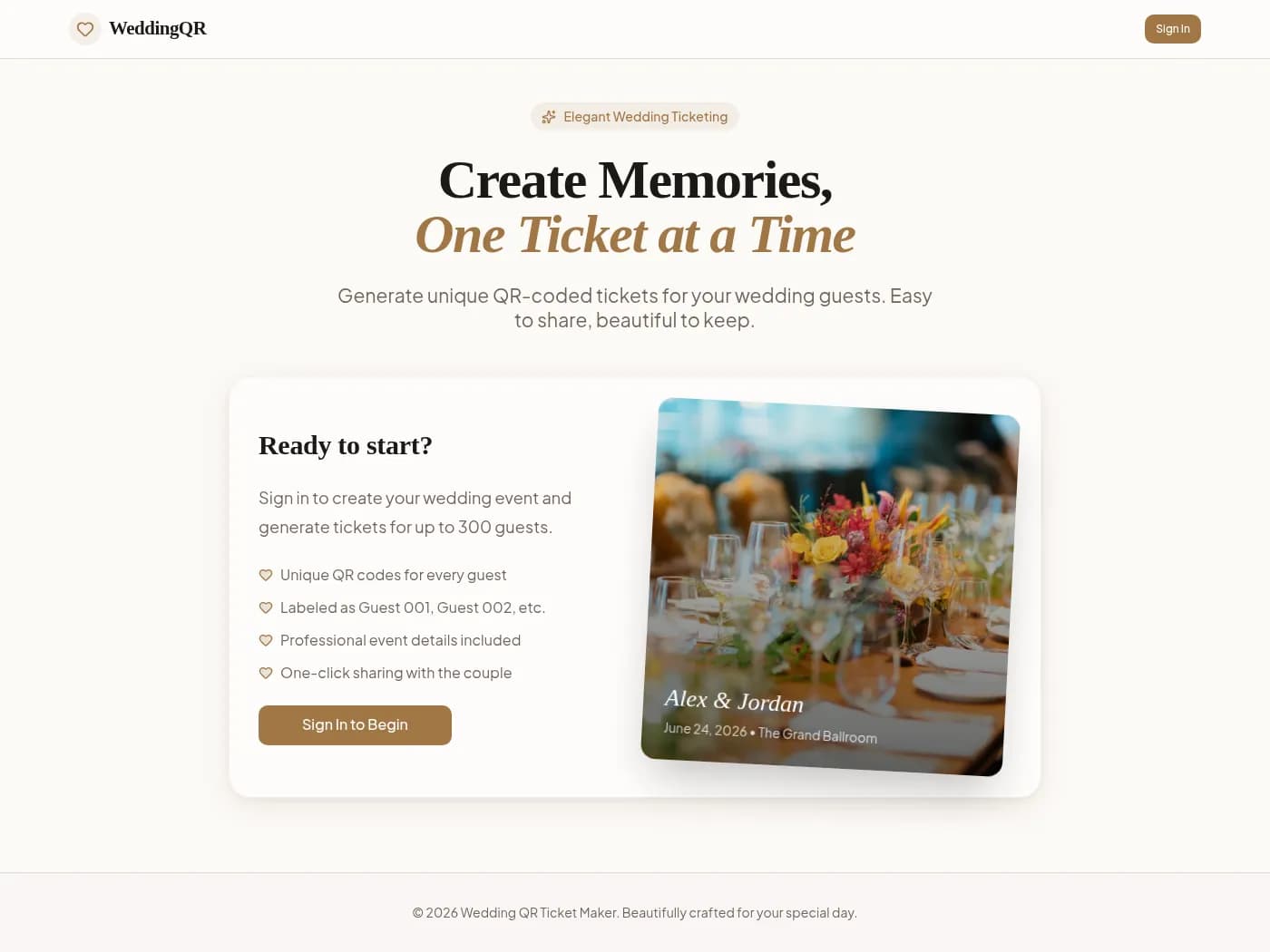 Wedding QR Ticket Maker
