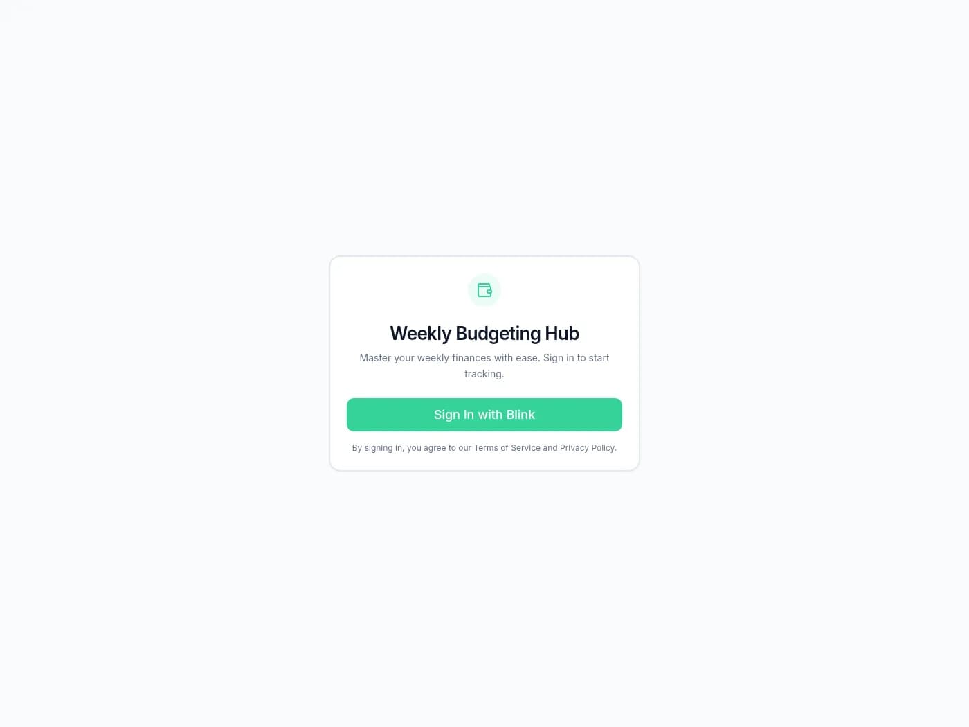 Weekly Budgeting Hub