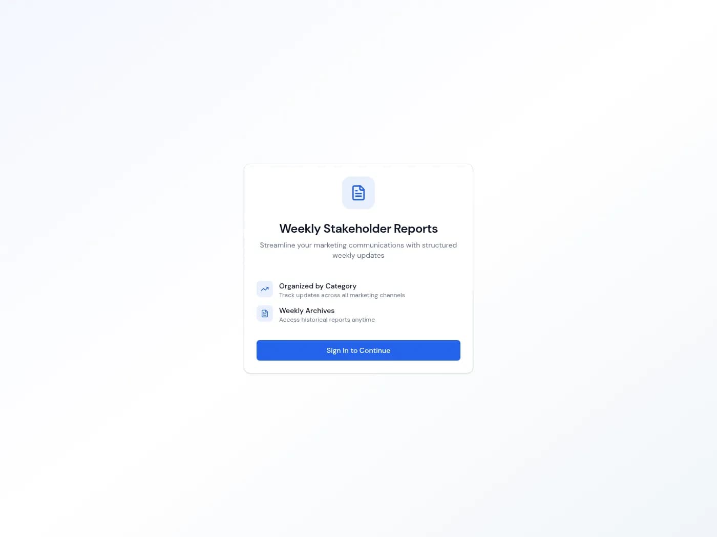 Weekly Stakeholder Reporting App