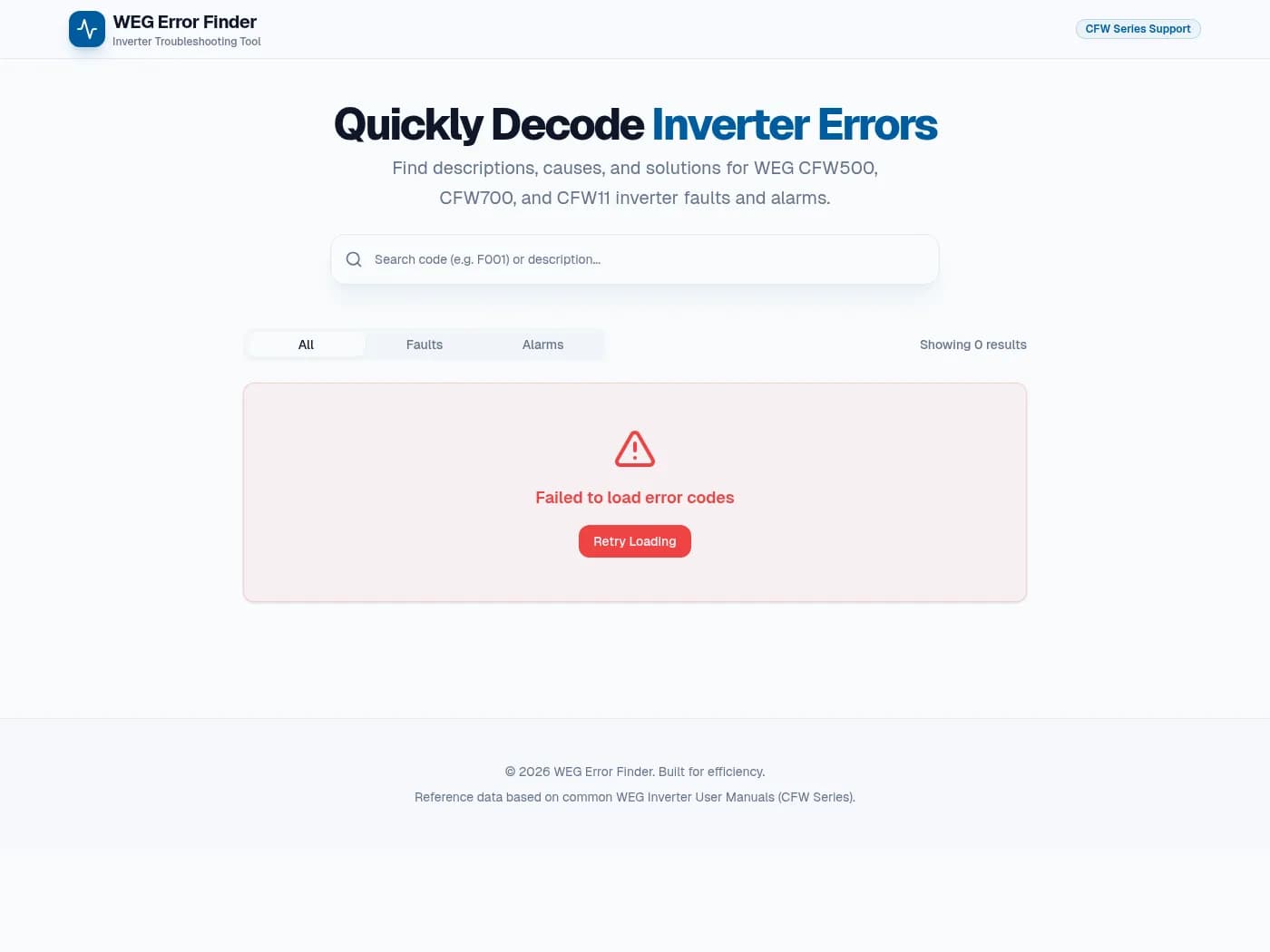 WEG Error Finder