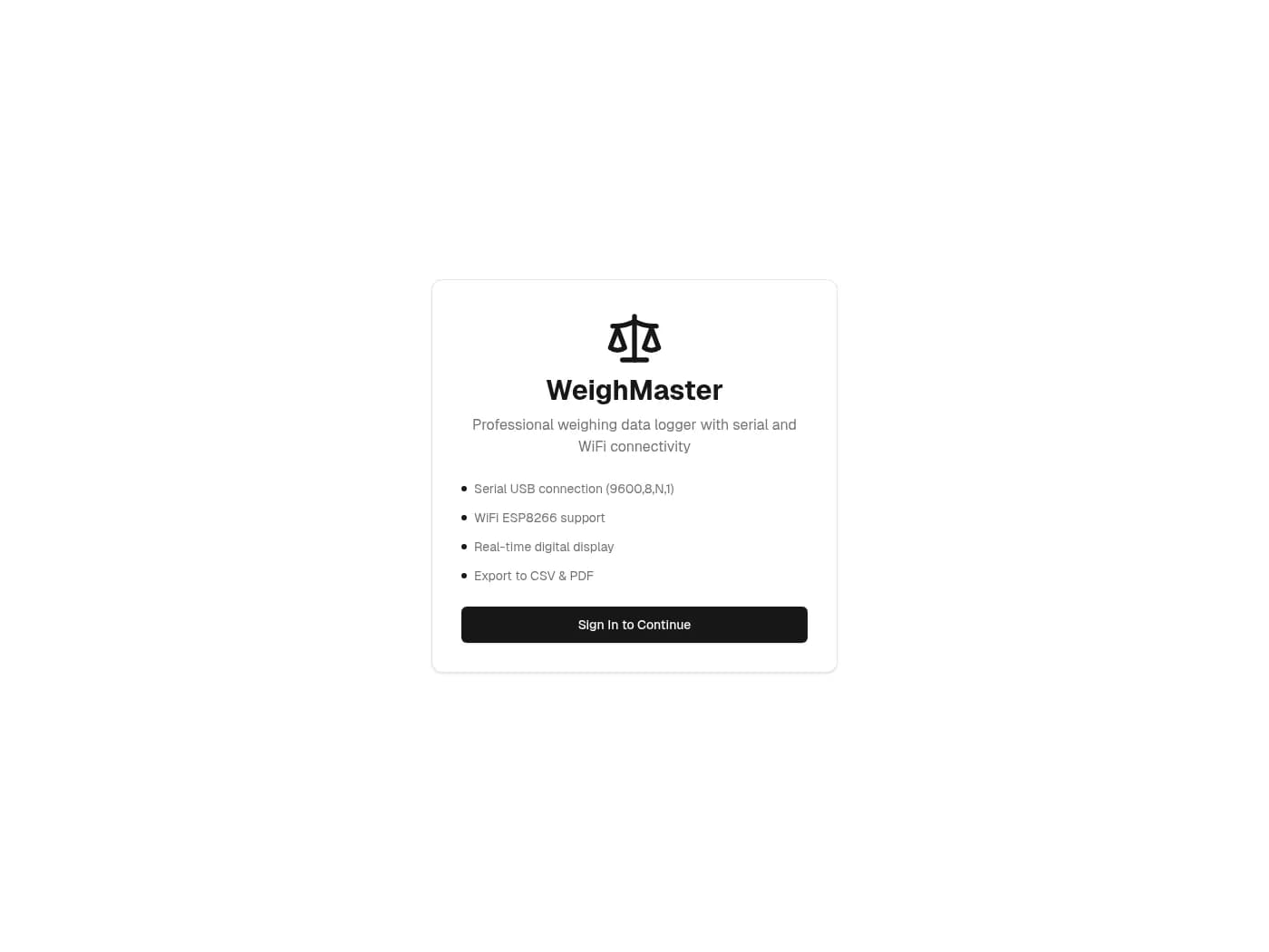 WeighMaster App