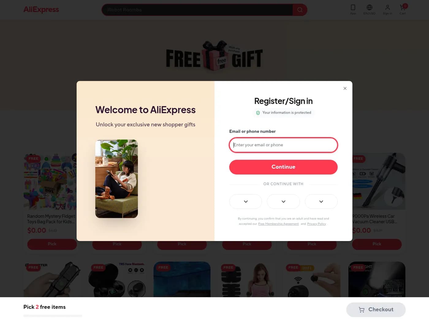 AliExpress Welcome Gifts Site