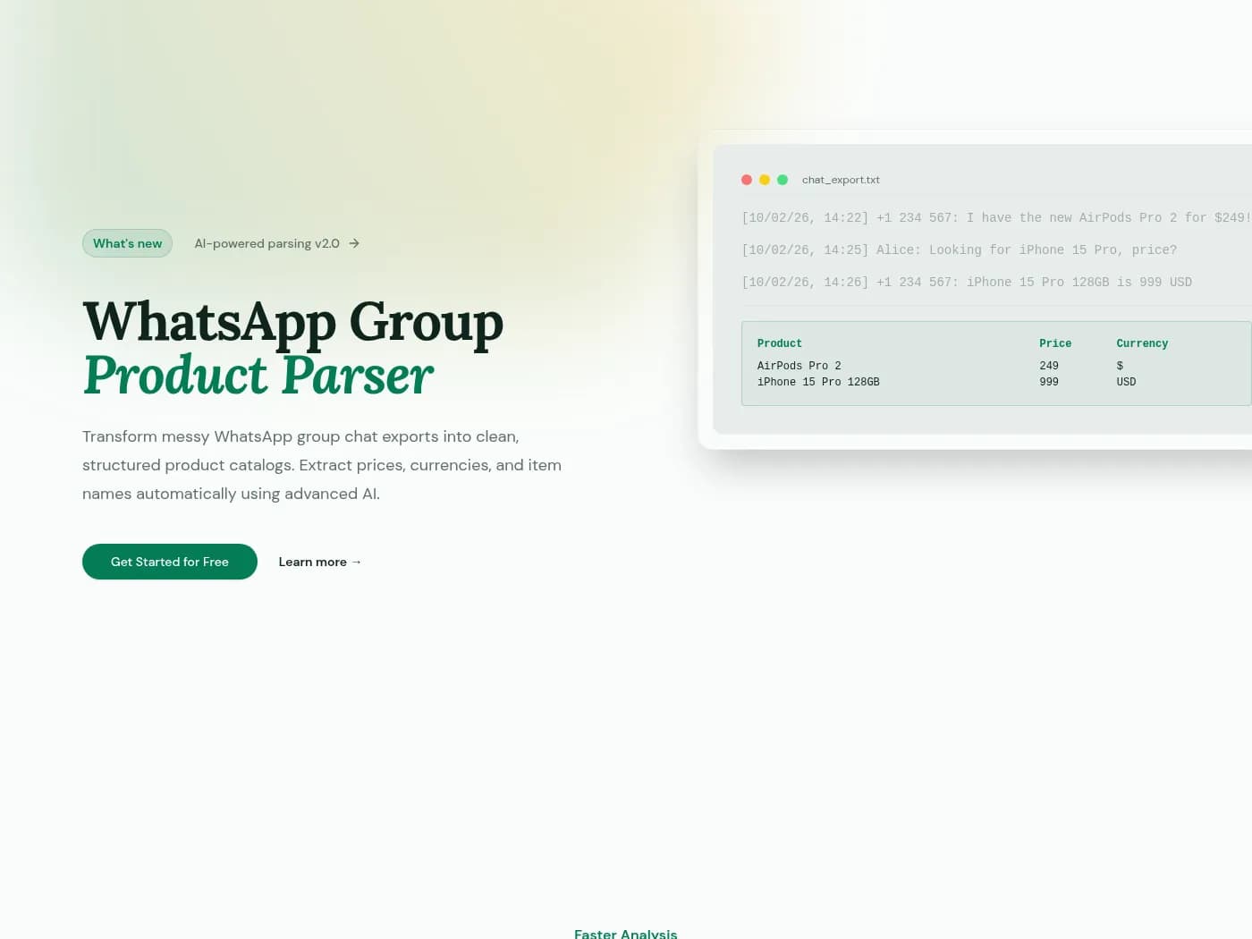WhatsApp Product Parser