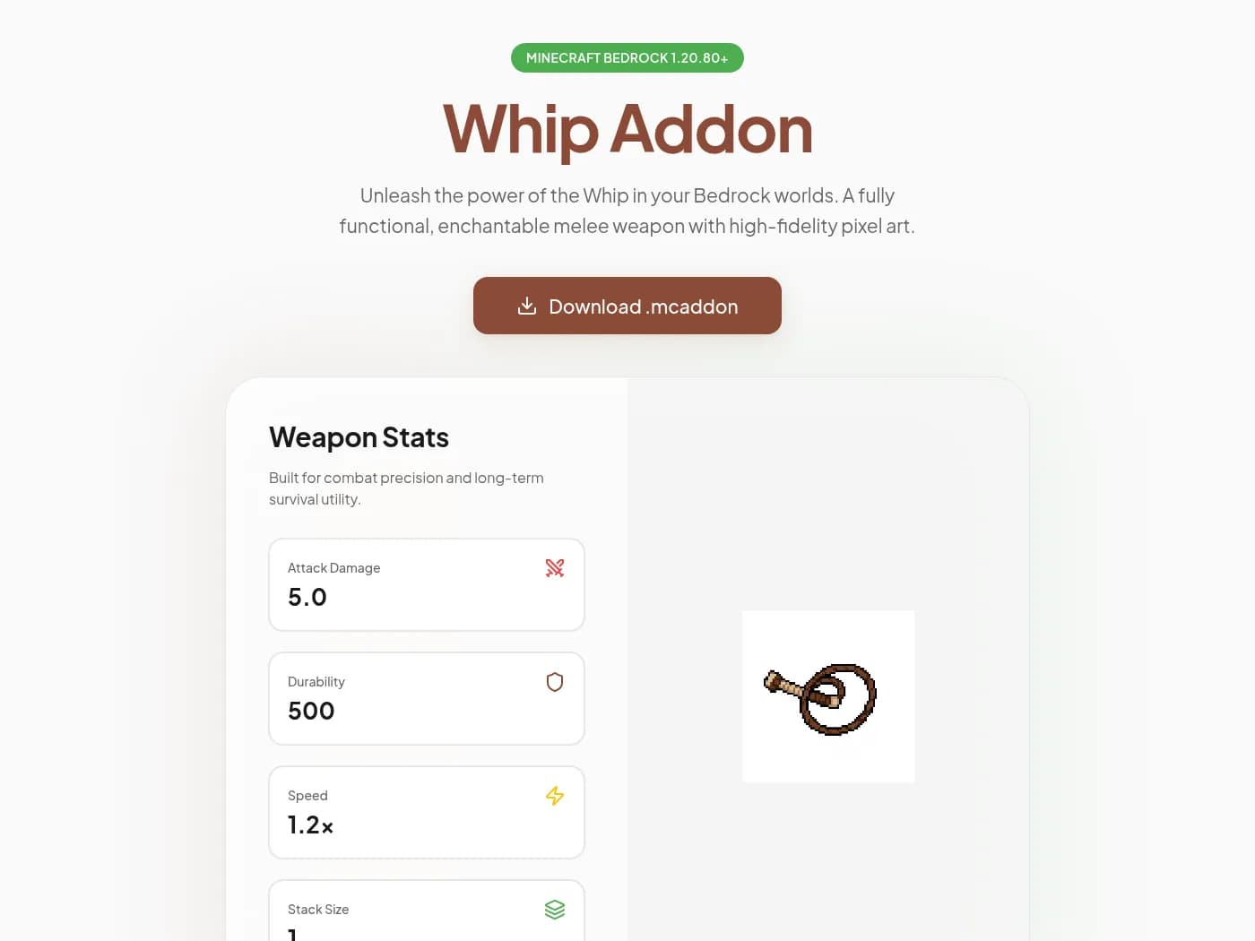Whip Addon for Minecraft Bedrock