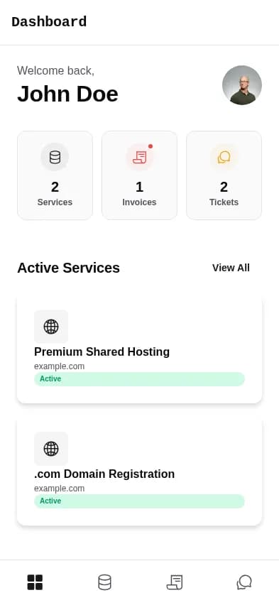 WHMCS Client Mobile