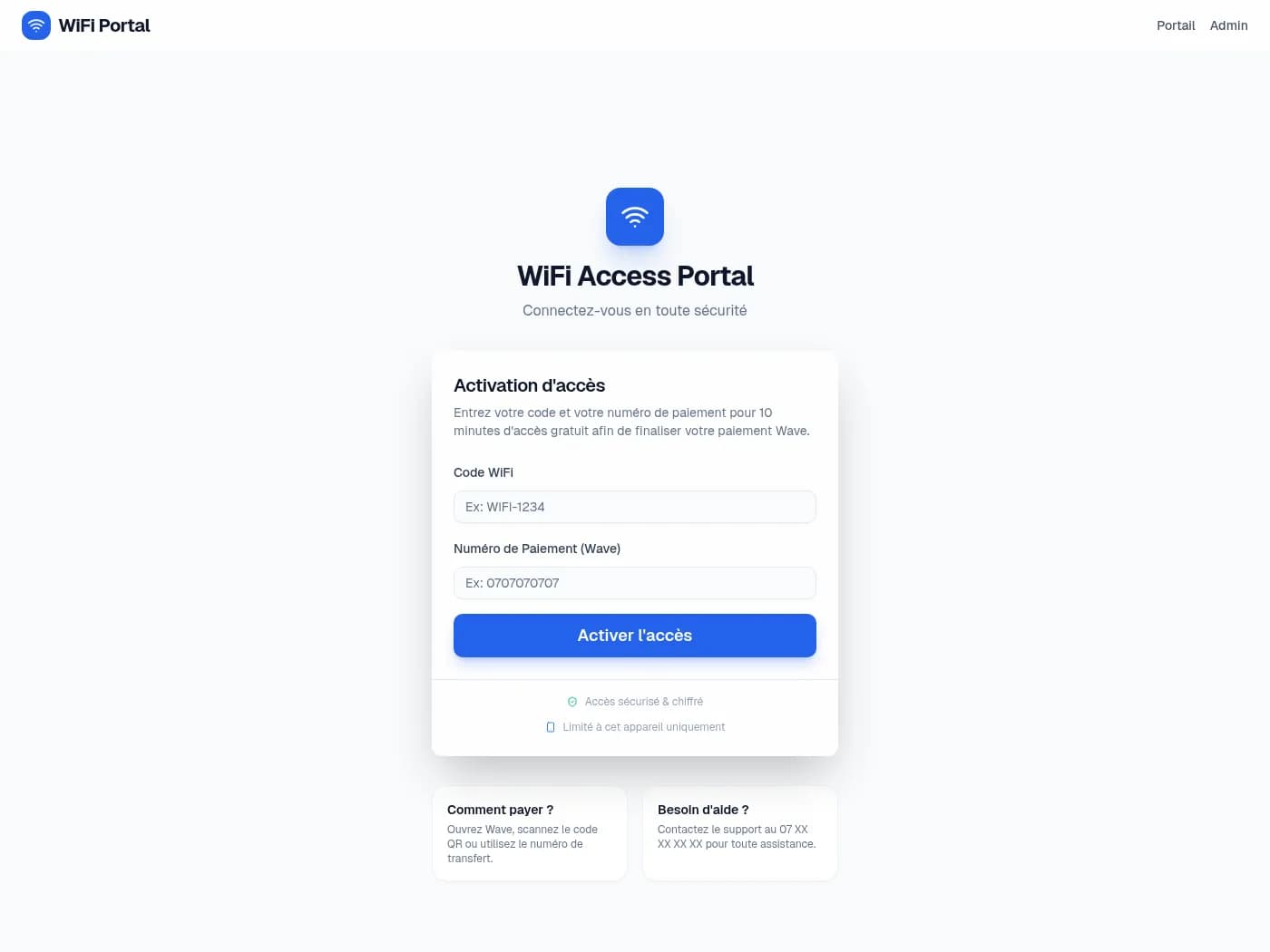 WiFi Access Portal