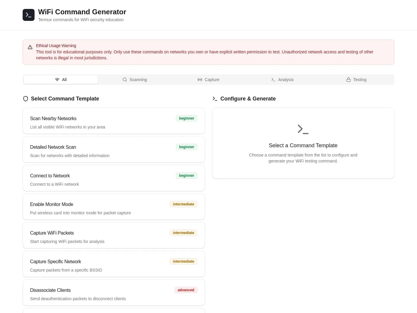 WiFi Command Generator
