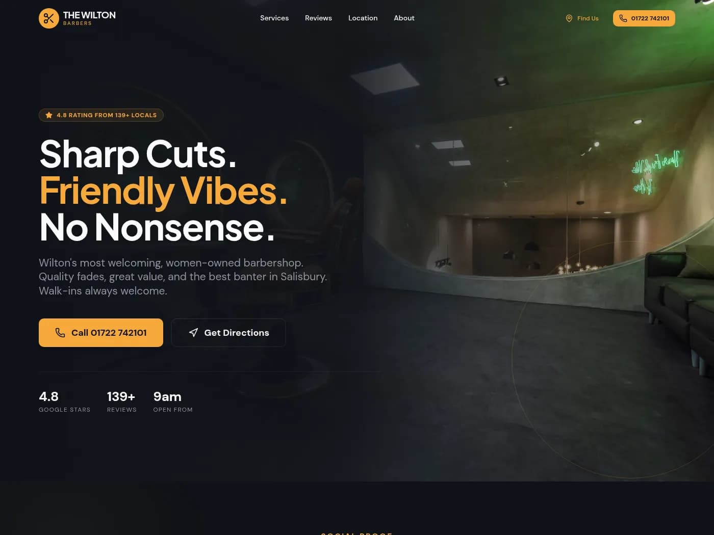 Wilton Barbers Landing Page