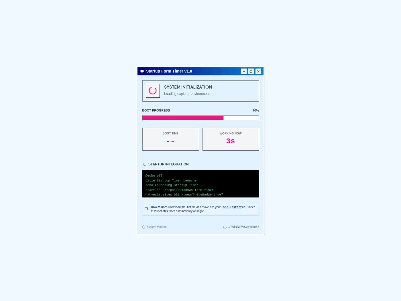 Startup Form Timer
