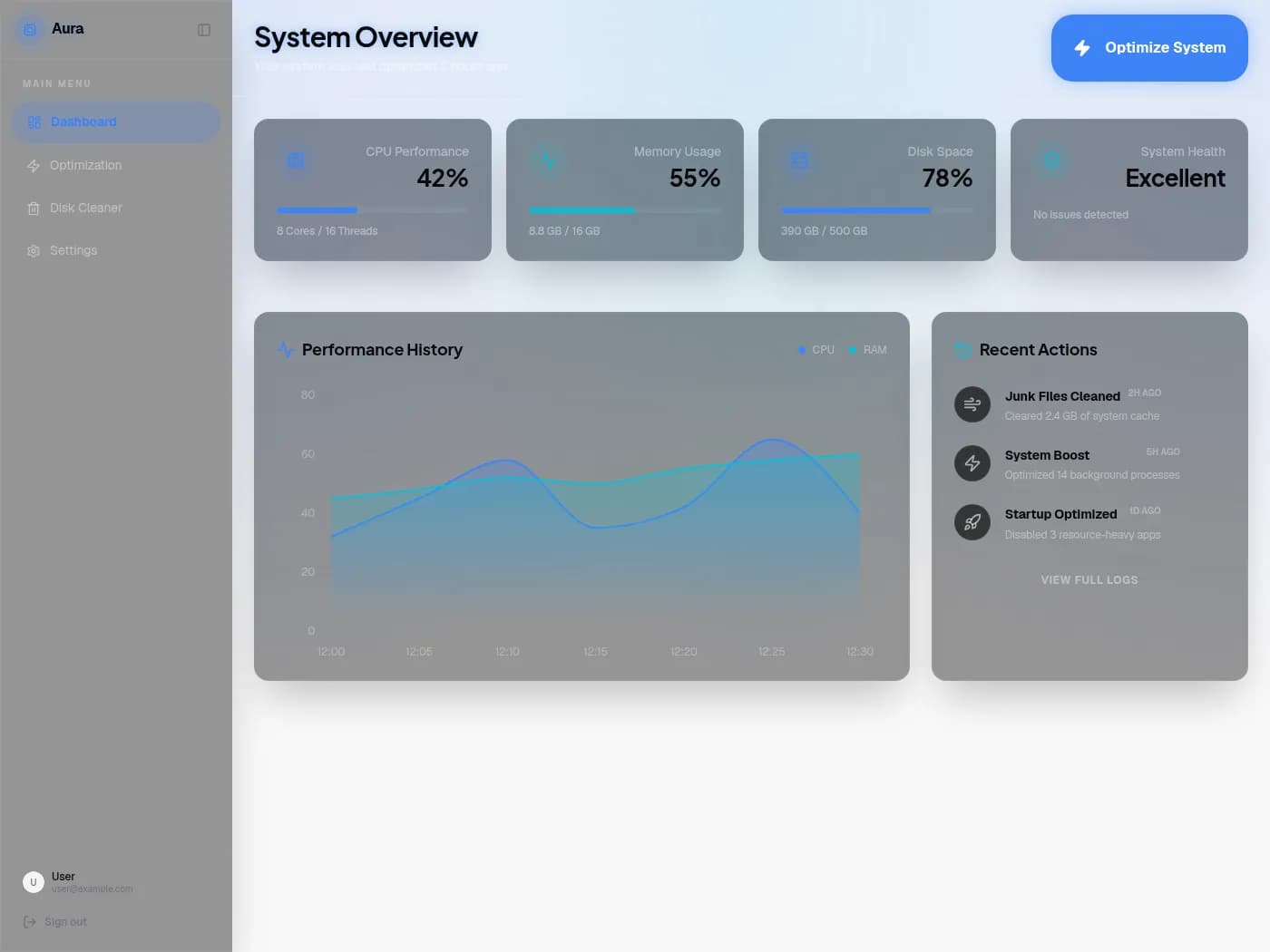 Translucent Menu UI