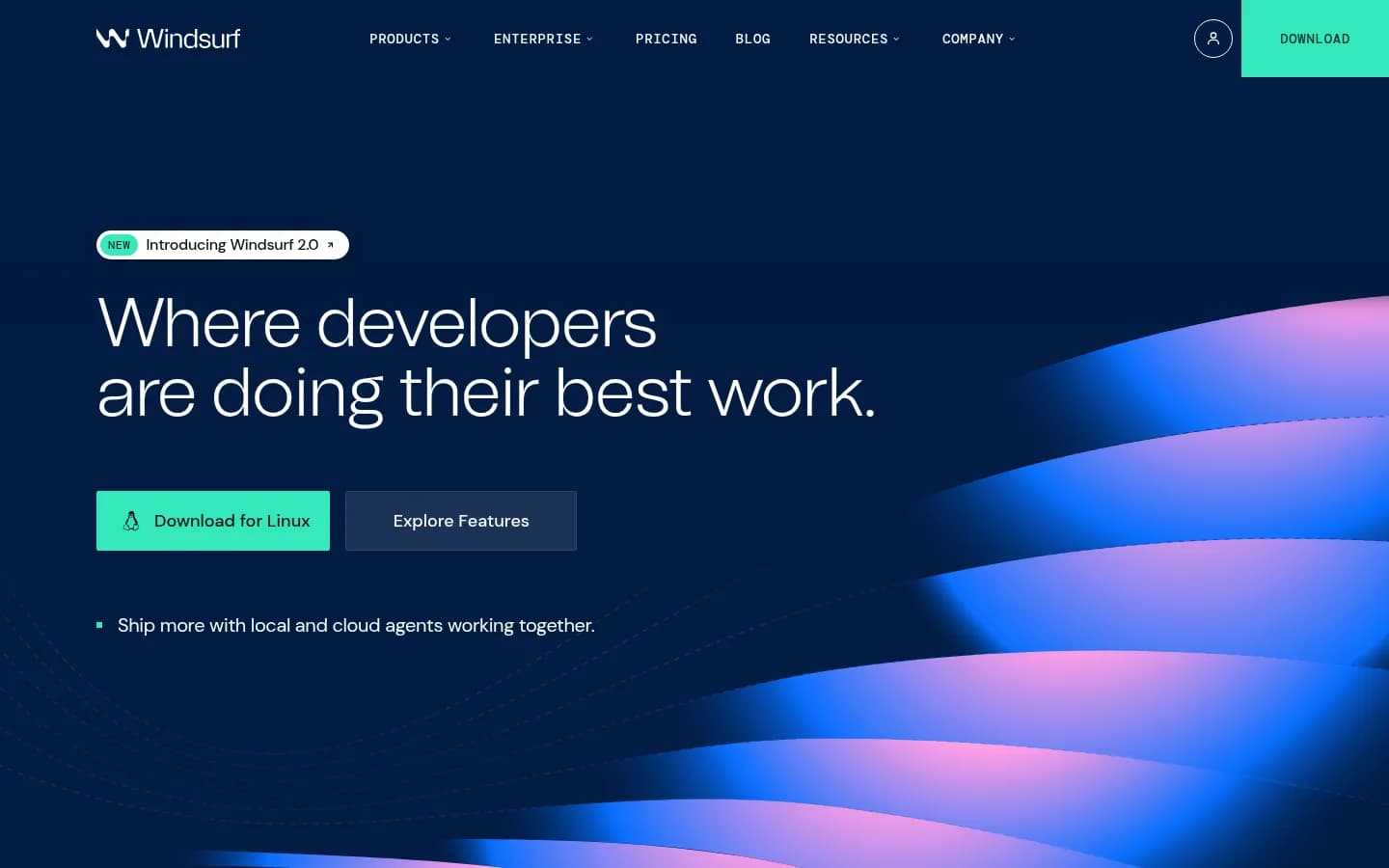 Windsurf landing page — AI-powered IDE by Cognition with SWE-1.5 model
