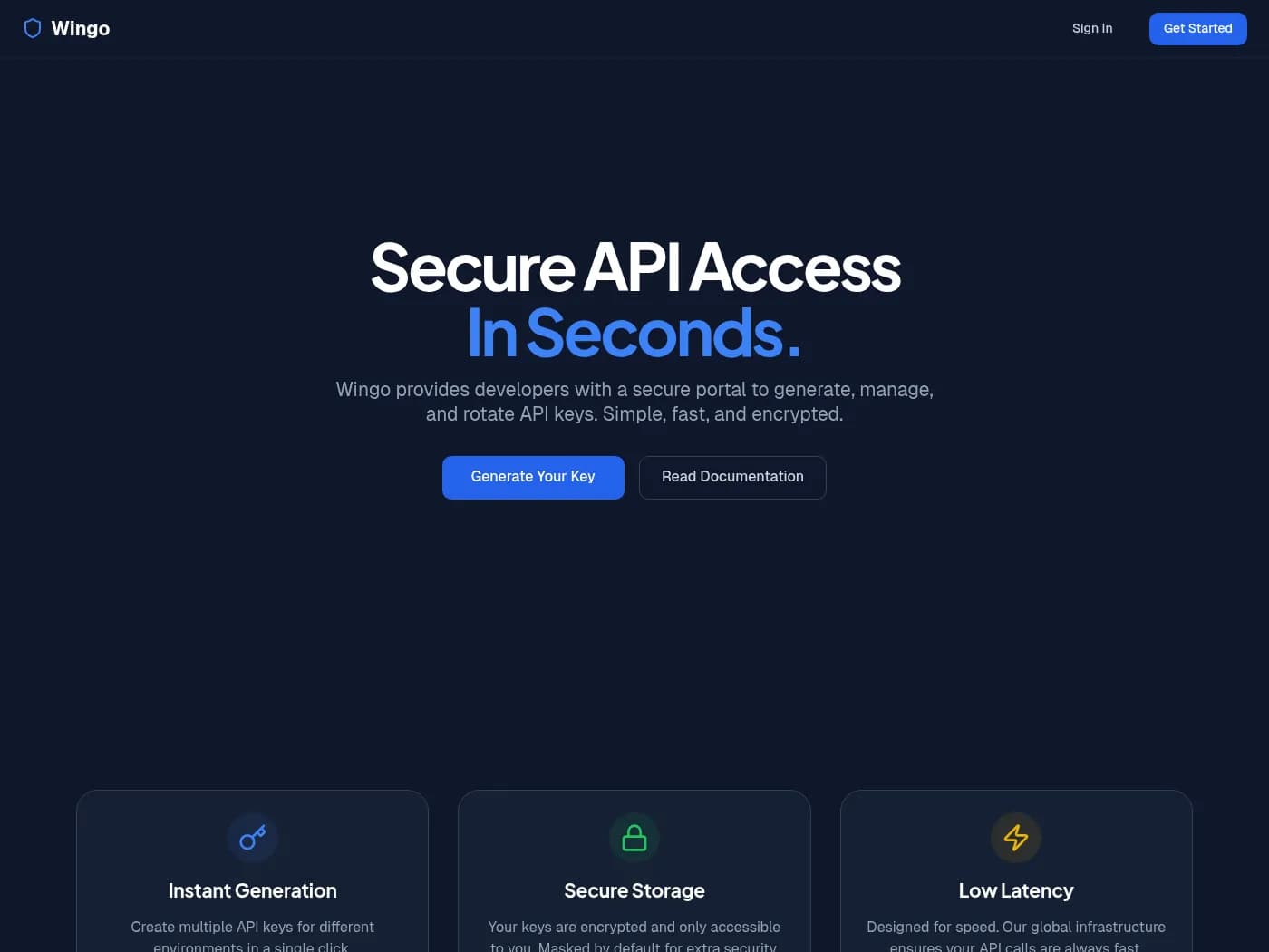 Wingo API Key Portal
