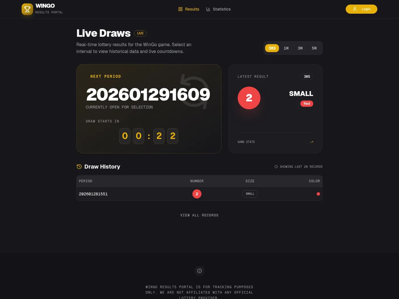 WinGo Results Portal