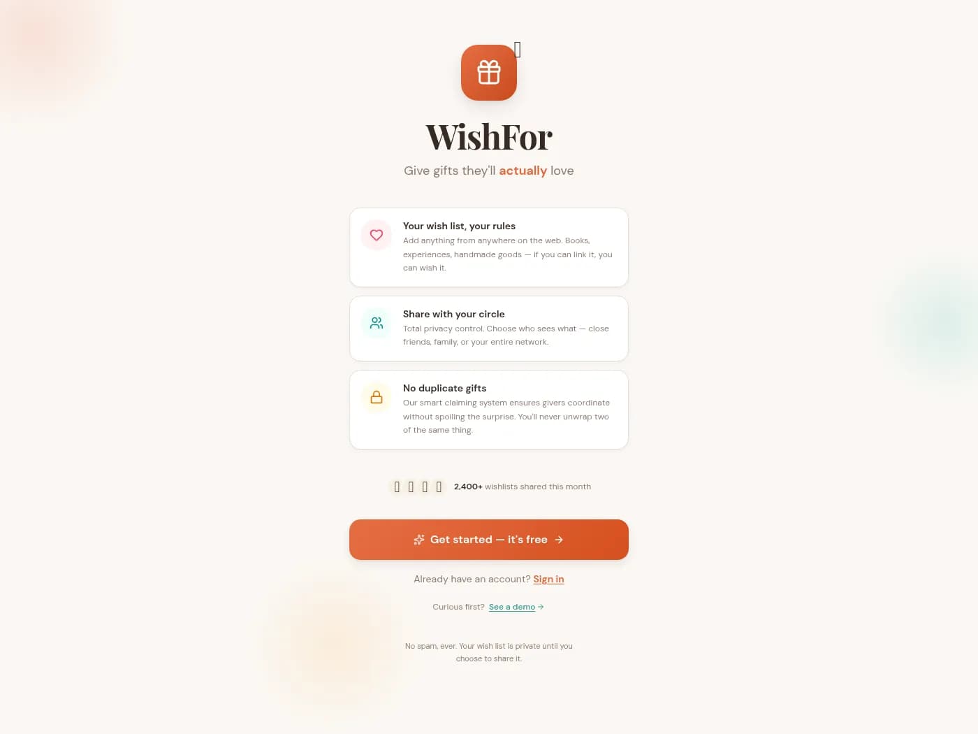 WishFor Social Gift App