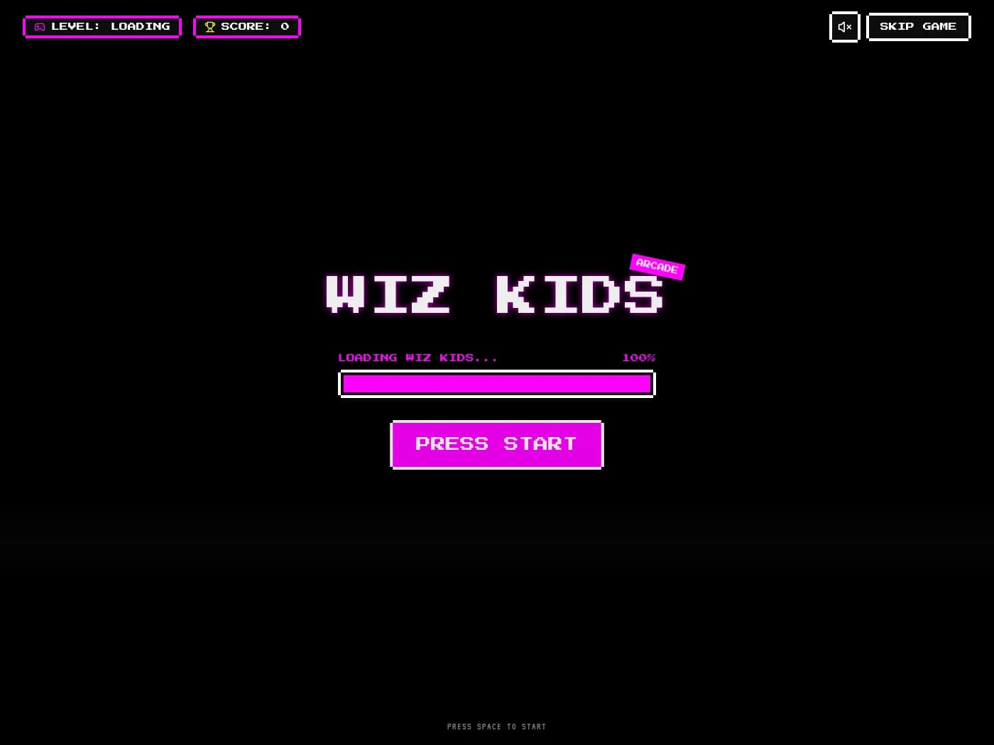 Wiz Kids Game Homepage