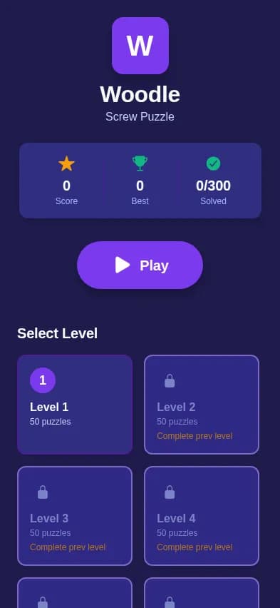 Woodle Screw Game