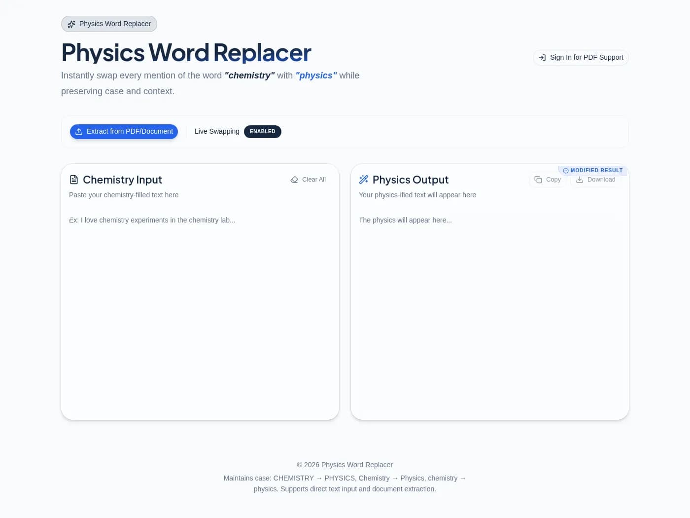 Physics Word Replacer
