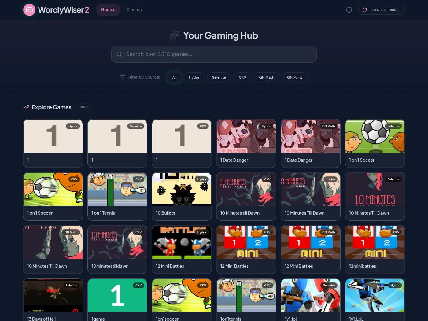 WordlyWiser 2 Gaming Hub