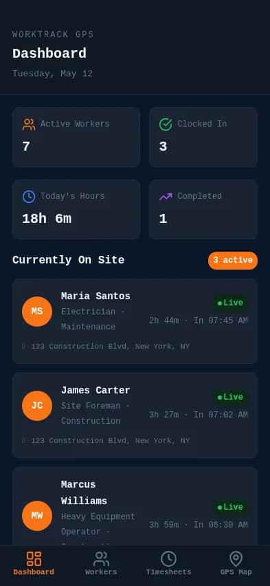 WorkTrack GPS App