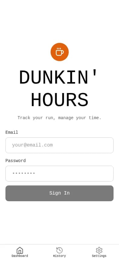 Dunkin Hours Tracker