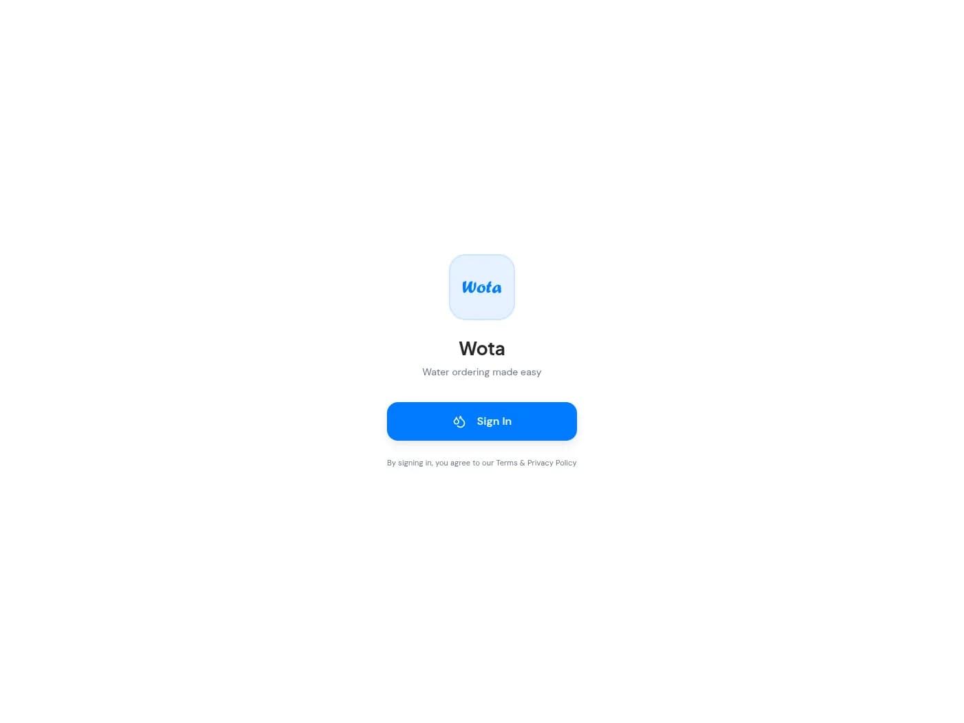 Wota Water Ordering Platform