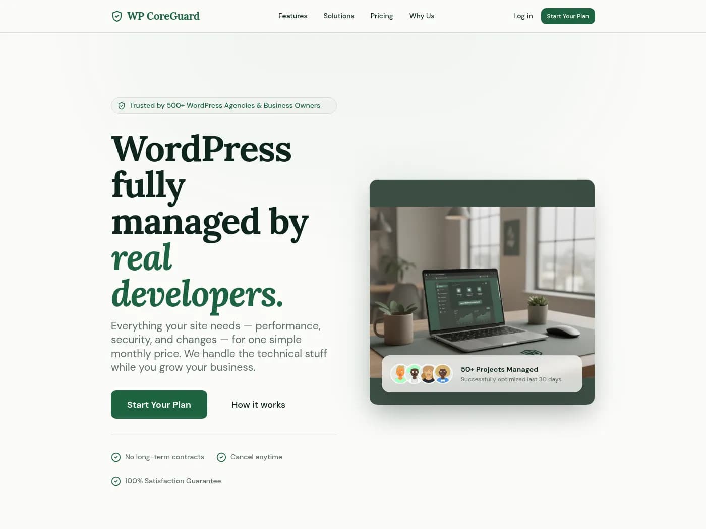 WP CoreGuard Landing Page