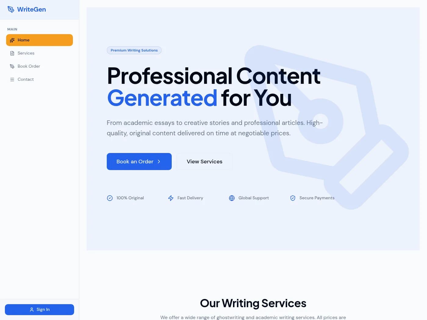 WriteGen Marketplace