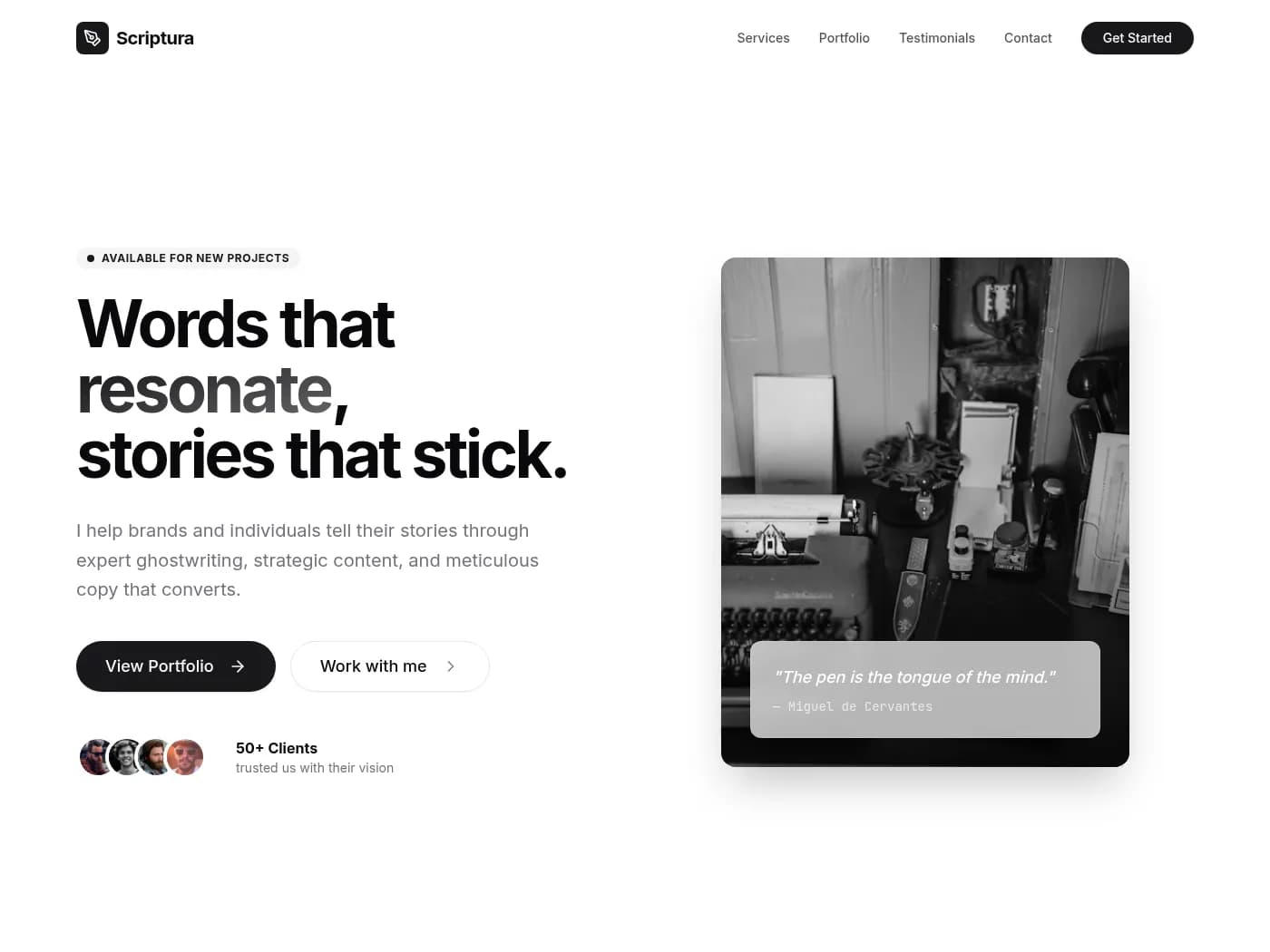 Writer's Landing Page