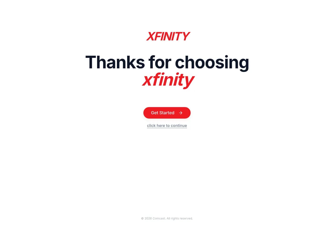 Xfinity Welcome Page