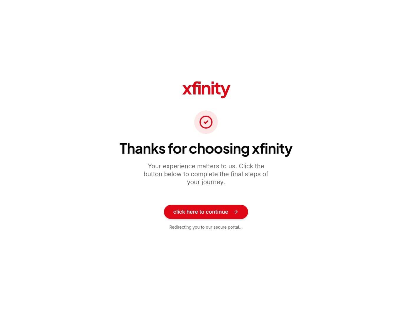 Xfinity Thank You Page