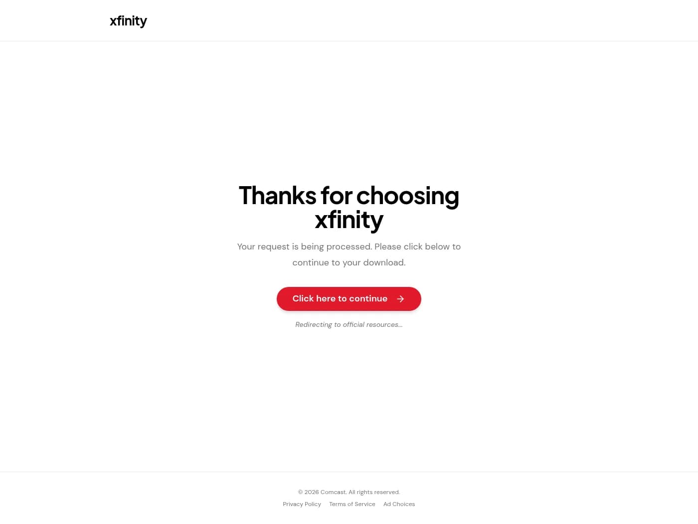 Xfinity Thank You Page