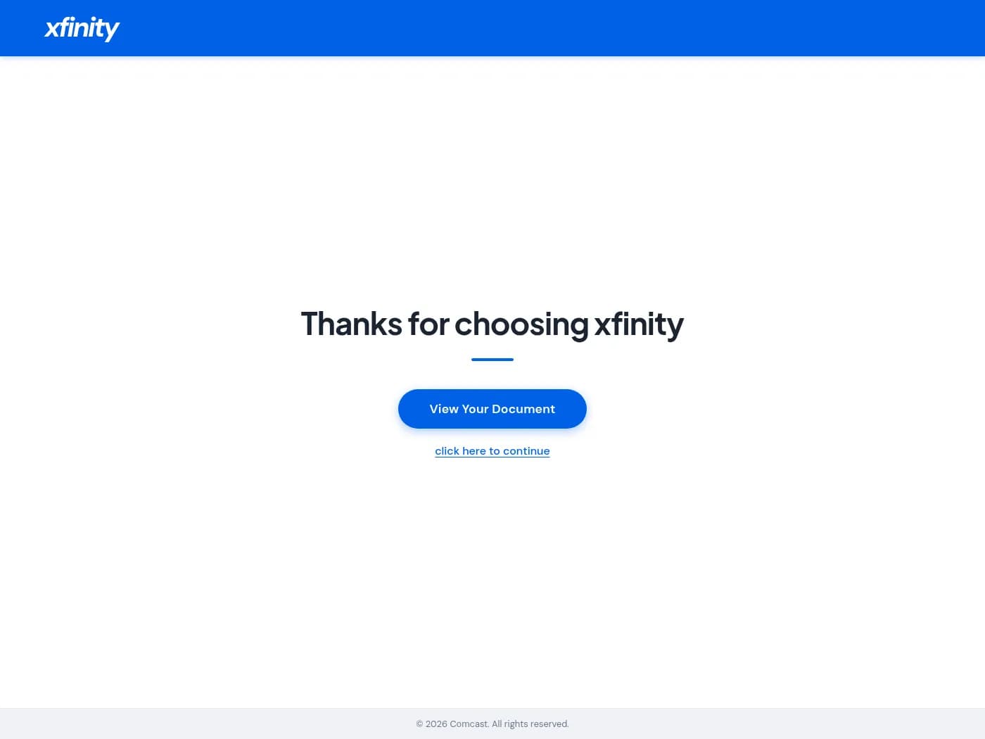 Xfinity Welcome Page