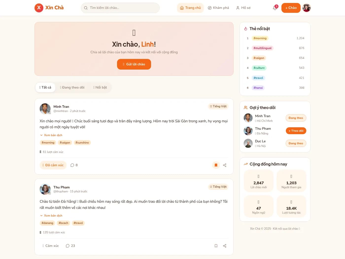 Xin Chà Social Platform