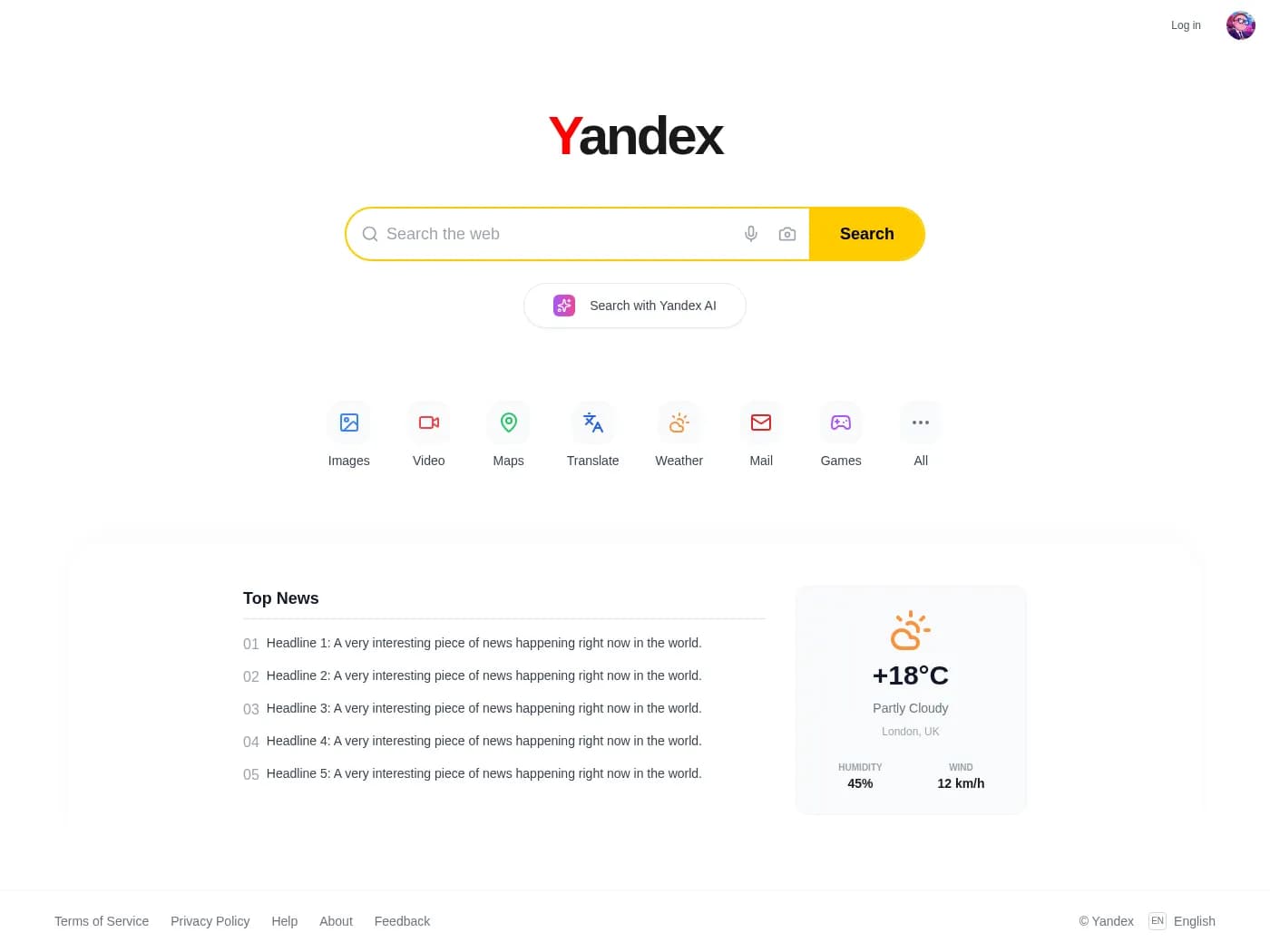 Yandex Web Clone
