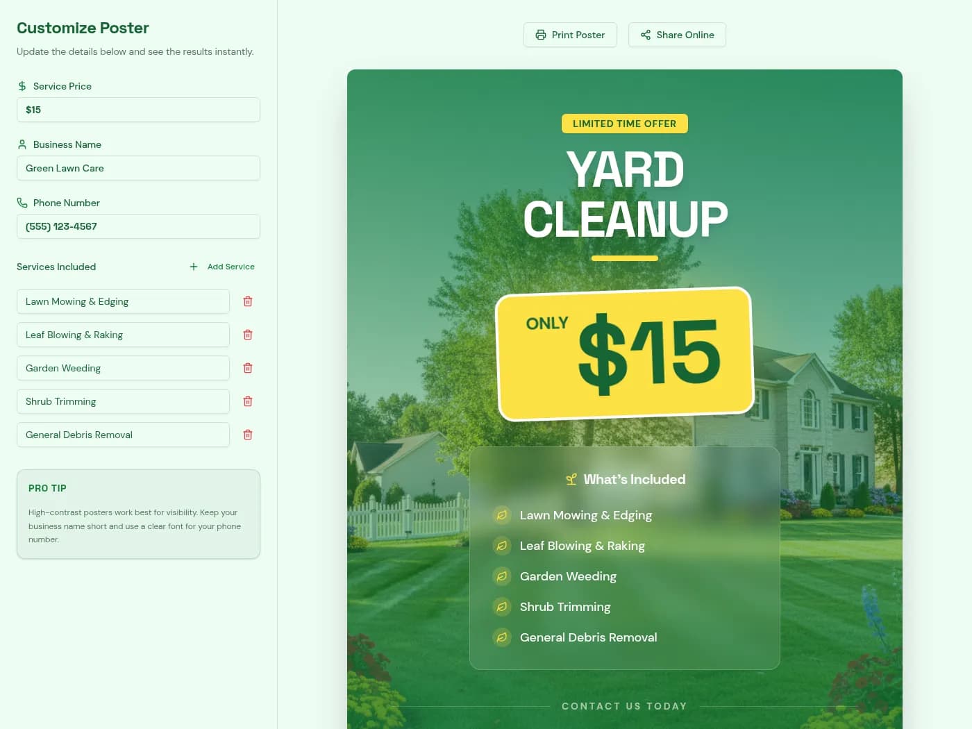 Yard Cleanup Poster