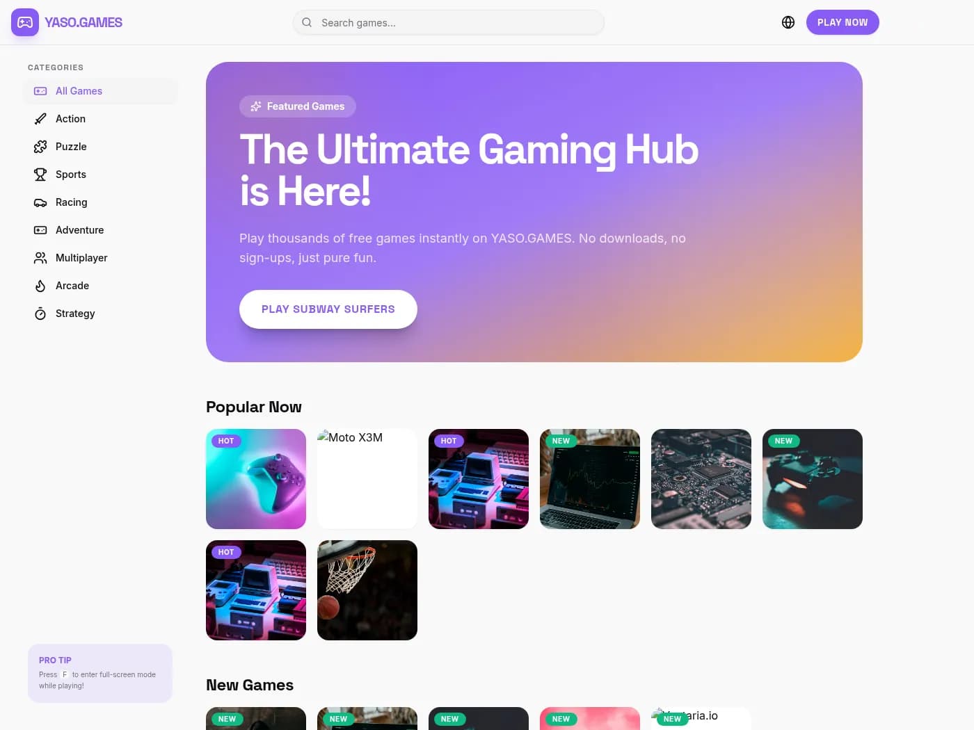 YASO.GAMES Arcade Hub